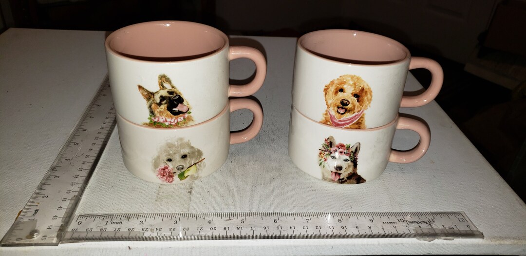 Set of 4 Pier 1 Dog Coffee Mugs Stacking Mugs Excellent Condition - Etsy