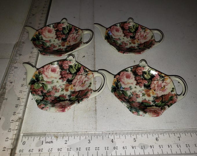 Set of 4 Rose Tea Pot Tea Bag Holders Excellent Condition - Etsy