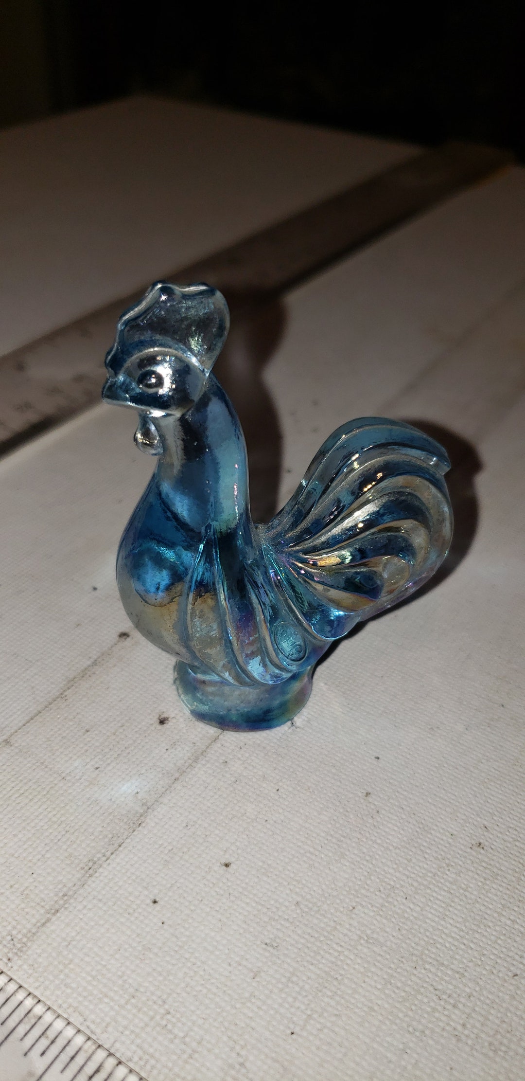 Fenton Blue Glass Rooster Figurine Marked Excellent Condition - Etsy