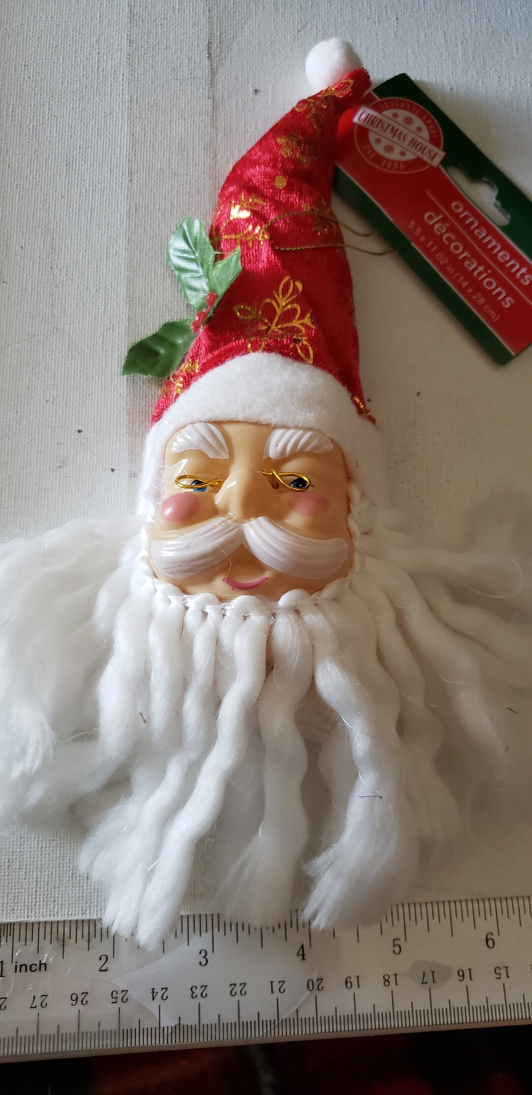 Plastic Santa Face Ornament With Tag Excellent Condition - Etsy