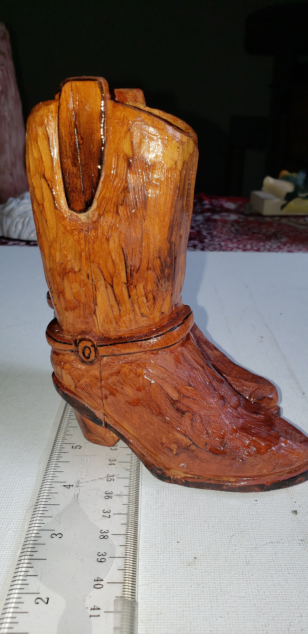 Hand-carved Uncommon Wooden Cowboy Boots Signed Excellent Condition - Etsy