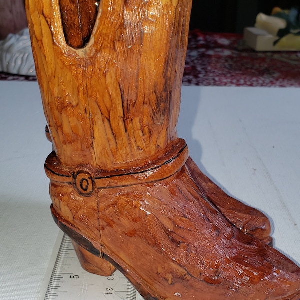 Carved Wood Boot - Etsy