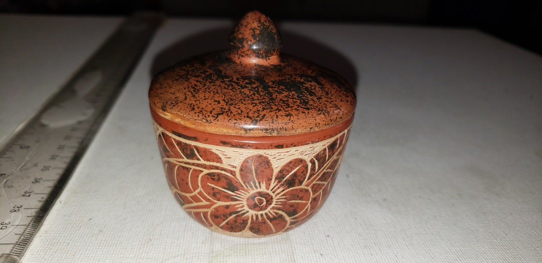 Small Clay Trinket Bowl With Lid Excellent Condition - Etsy