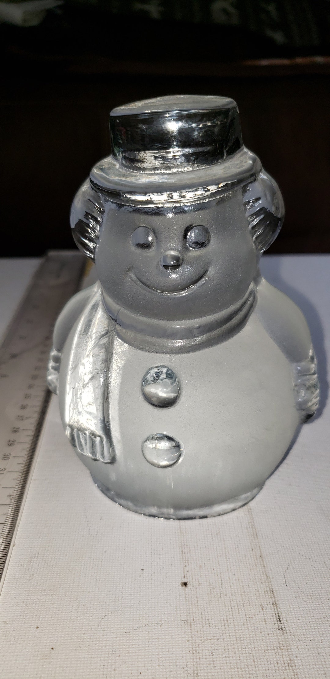 Viking Heavy Glass Snowman Paperweight Excellent Condition - Etsy