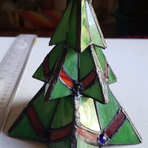 Battery Operated Leaded Glass Christmas Tree Light Excellent Condition ...
