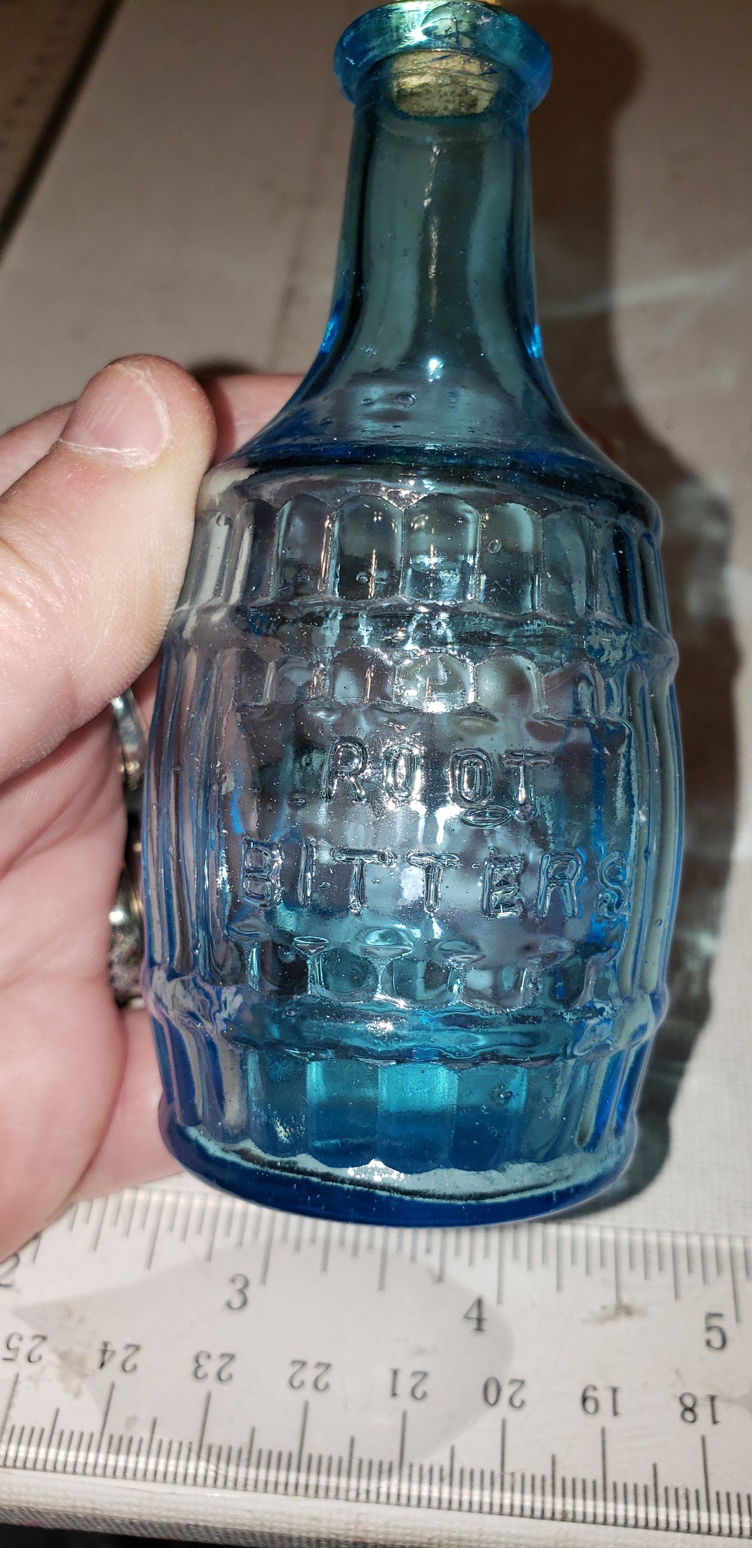 Tiny Glass Bottle Blue Root Bitters Excellent Condition - Etsy