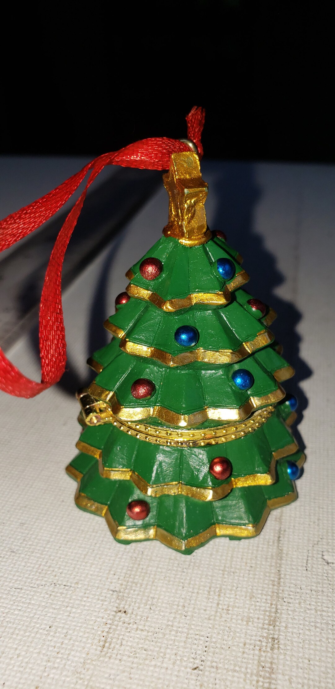 Christmas Tree Trinket Box and Ornament Excellent Condition - Etsy