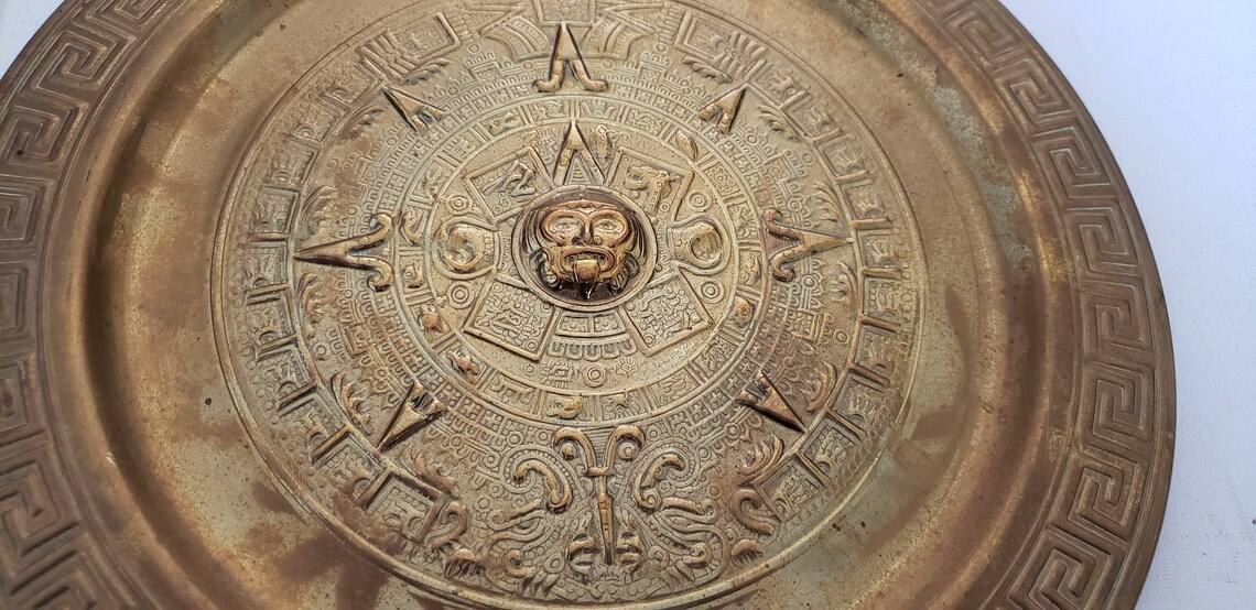 Heavy Brass Wall Decor Aztec Calendar Excellent Condition - Etsy