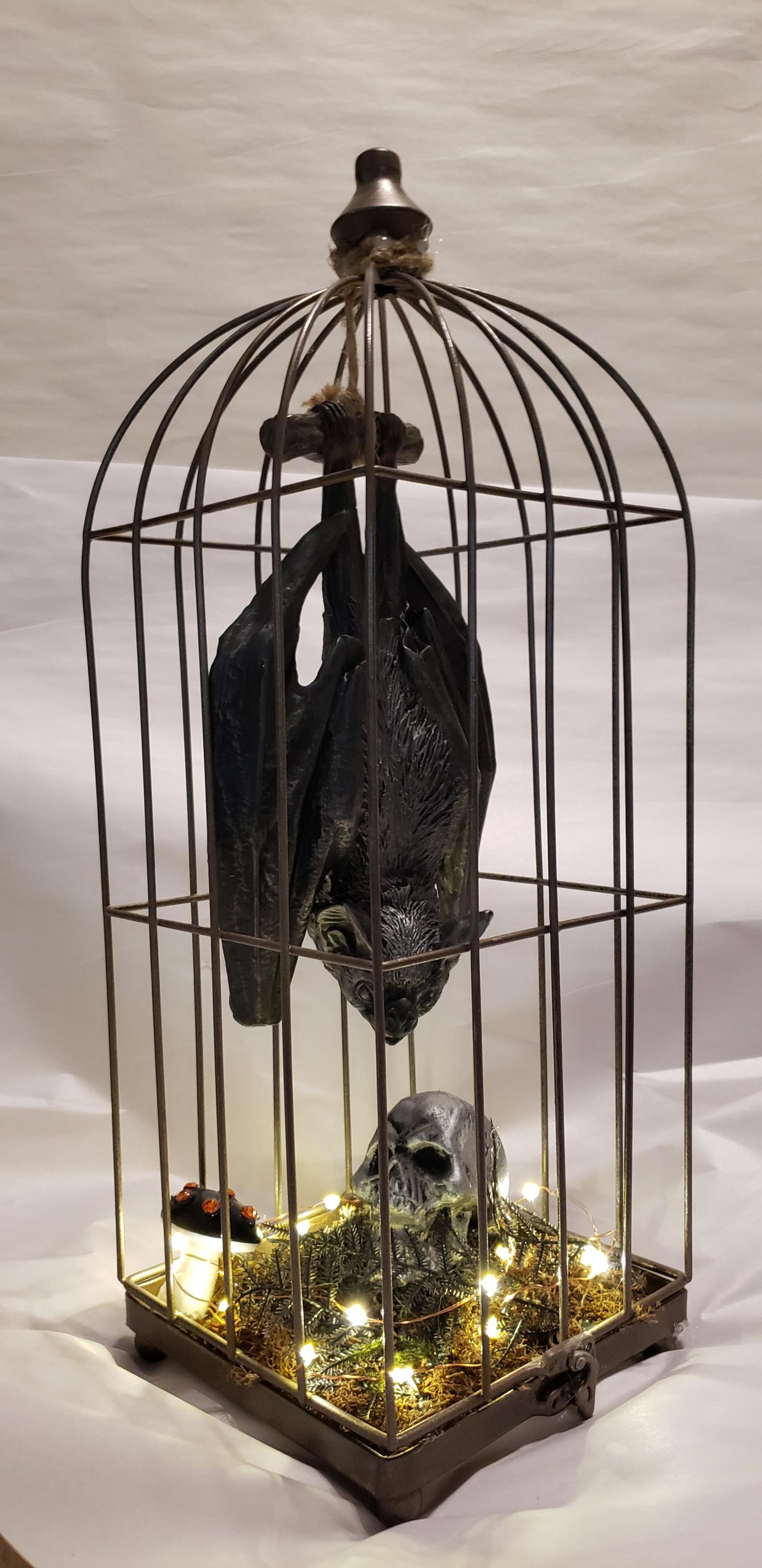 Spooky Halloween Cage Bat Skull Excellent Condition Hand Made - Etsy