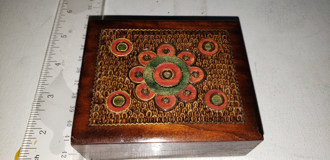 Small Carved Wood Box Hinged Lid Excellent Condition - Etsy