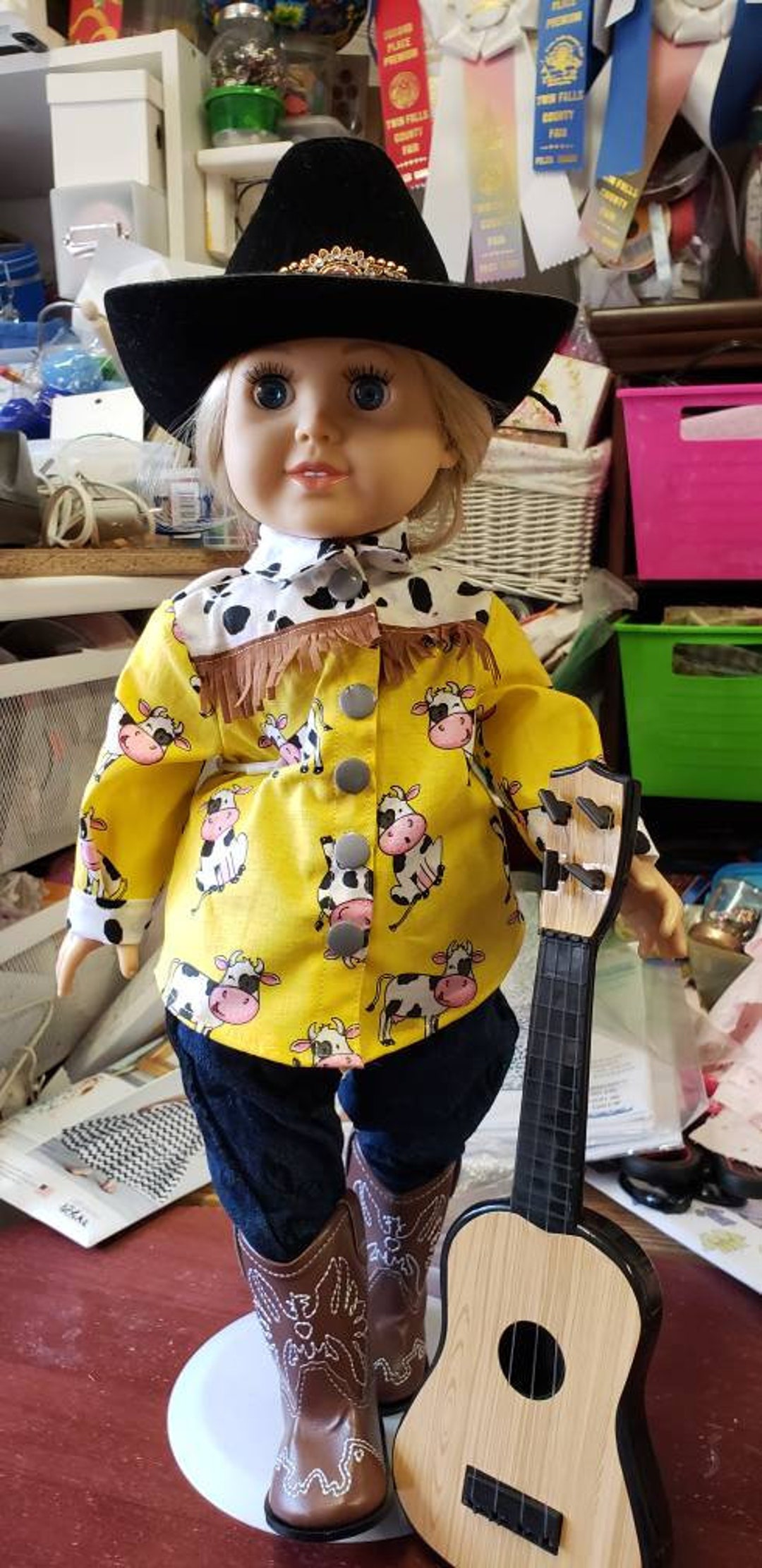 18 in Doll Clothes Cowboy Rodeo Queen Country Music Singer Hat Shirt ...