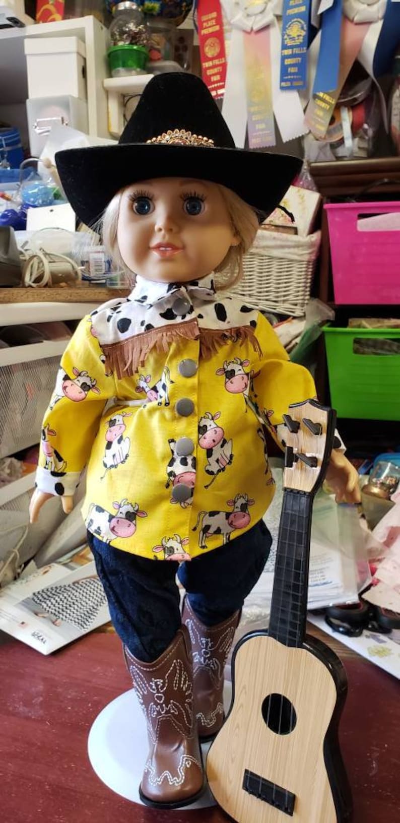 18 in Doll Clothes Cowboy Rodeo Queen Country Music Singer Hat Shirt ...