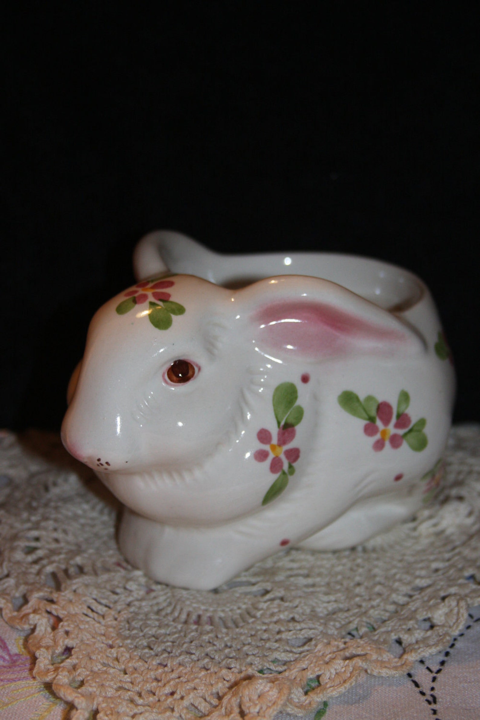 Avon Easter Bunny flowers Brazil ceramic planter bowl | Etsy