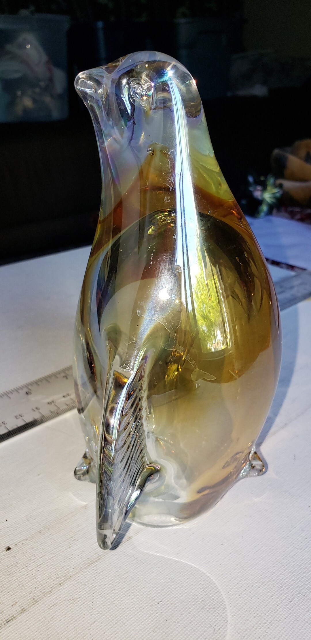Iridescent Glass Paperweight Penguin Hollow Excellent Condition - Etsy