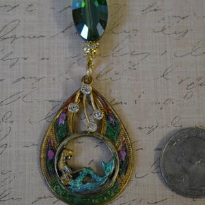 24 in Necklace Mermaid Hand Painted Rhinestones Hand Painted Pendant ...