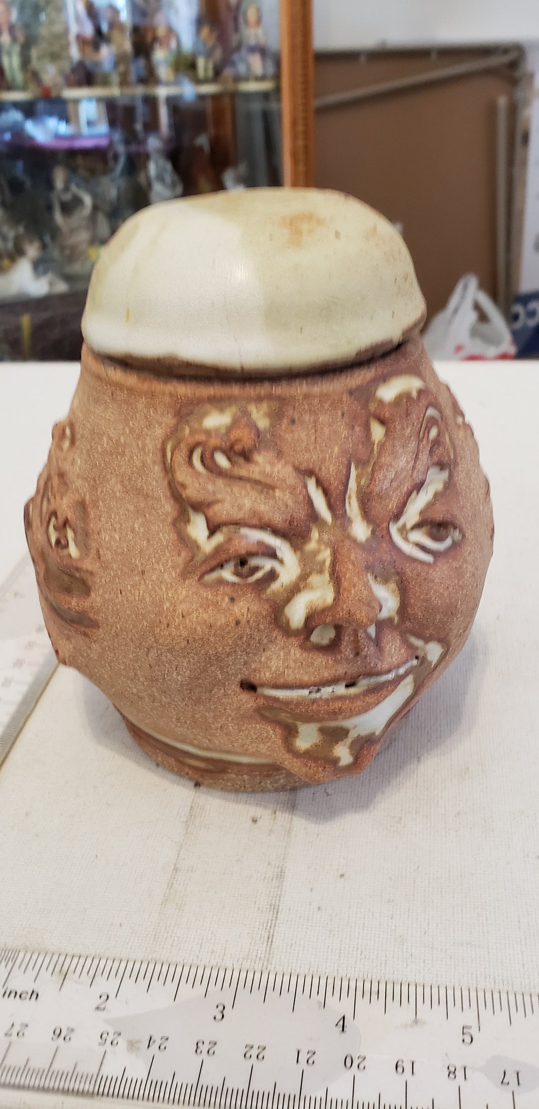 Art Pottery Hand Made Jar With Lid and Face Excellent Condition - Etsy