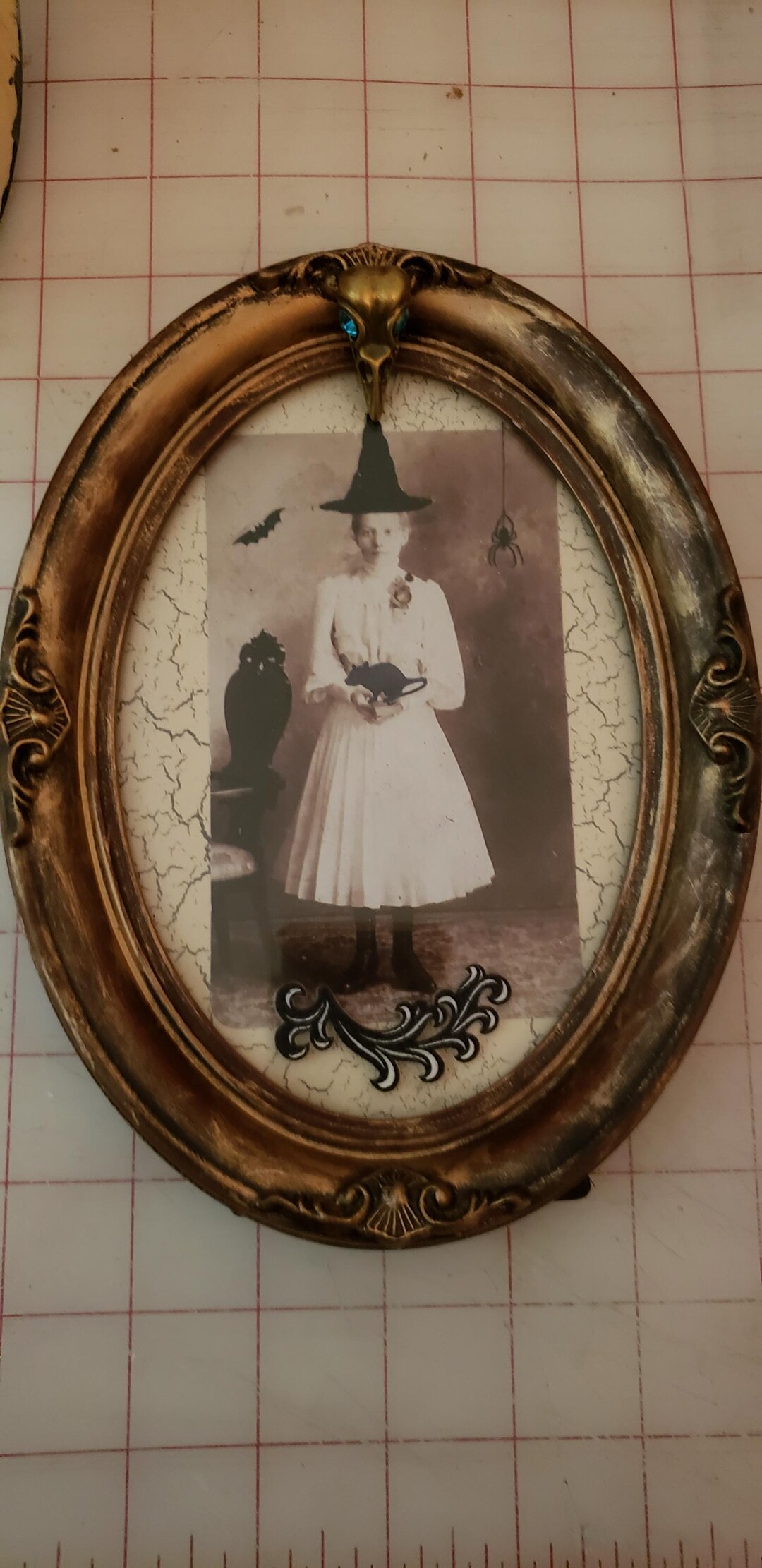 Spooky Photo Frame With Altered Photo of Girl Halloween Decor Excellent ...
