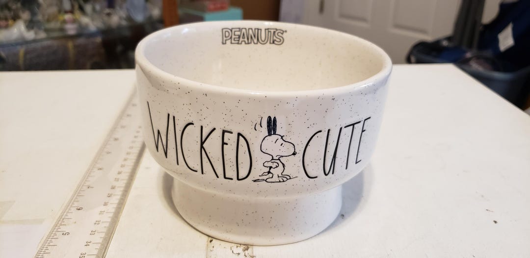 Large Rae Dunn Peanuts Snoopy Dog Dish Pedestal WICKED CUTE Excellent ...