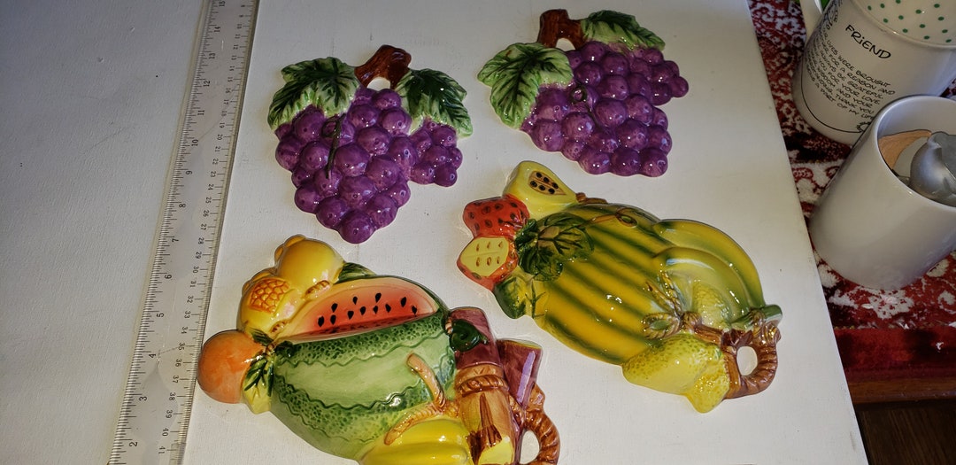 Ceramic Kitchen Wall Decor Fruits Excellent Condition 4 Pieces - Etsy