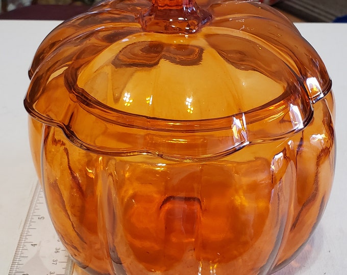 Glass Orange Anchor Hocking Pumpkin Candy Dish Excellent Condition - Etsy