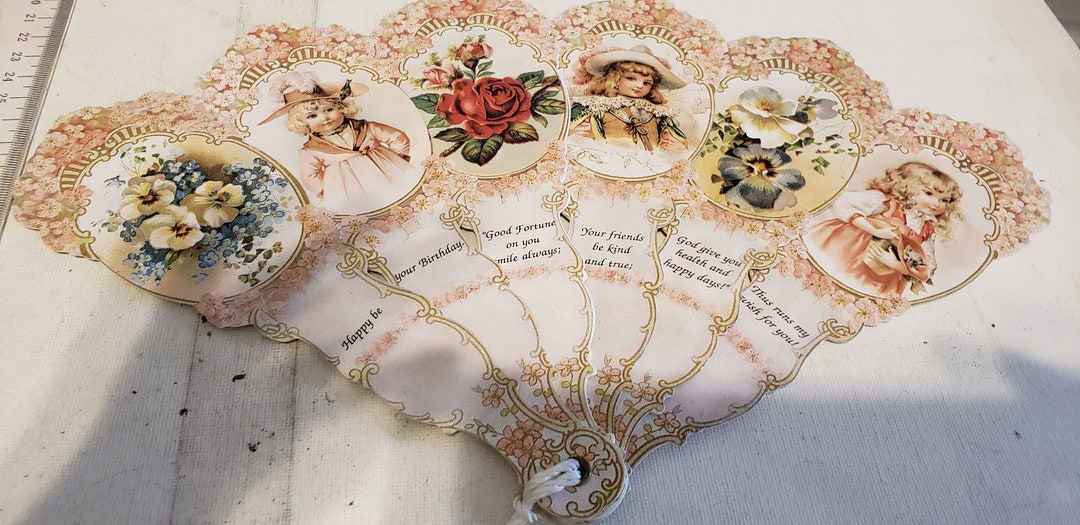 Paper Fan Greeting Card Victorian Style Excellent Condition - Etsy