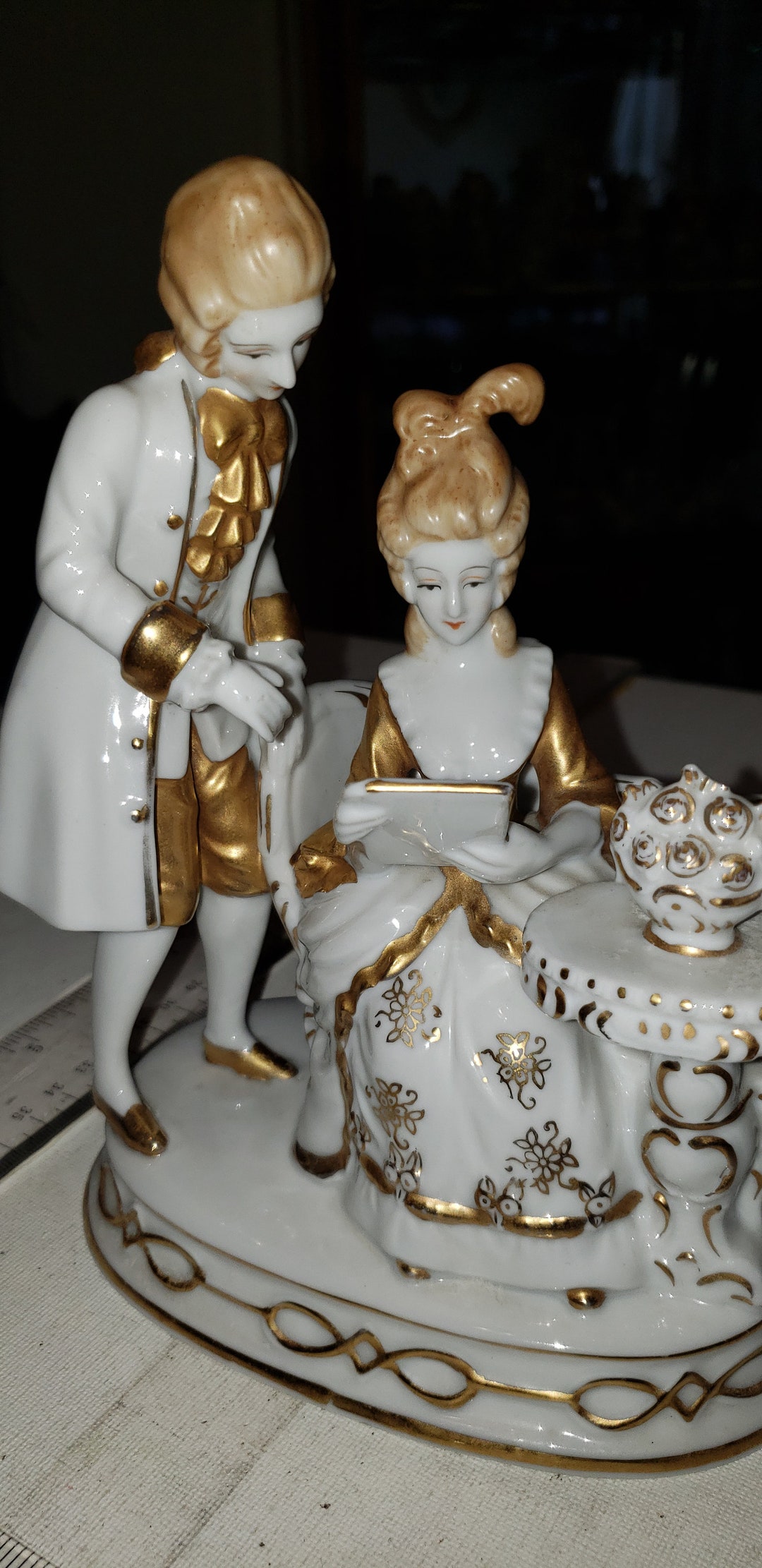 Vintage Gold Gilt Figurine Man and Woman Japan Excellent Condition - Etsy