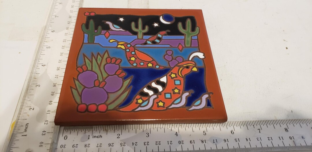 Tile Trivet With Desert and Quail Birds Excellent Condition - Etsy