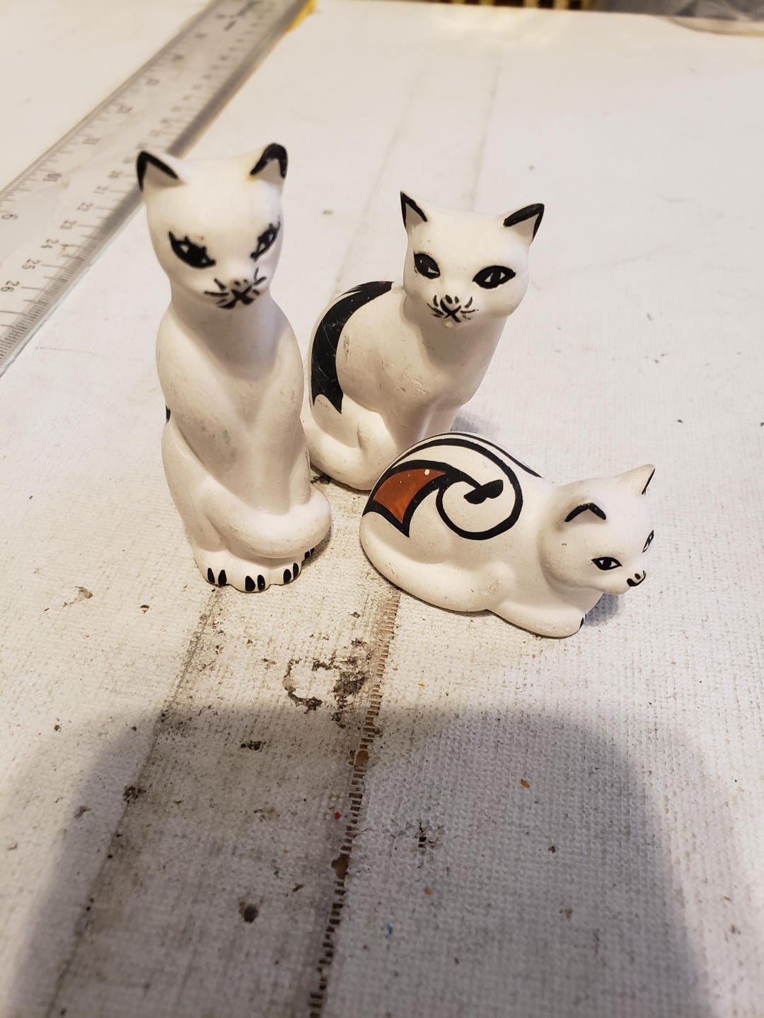 Set of 3 Native American Style Cat Figurines Excellent Condition - Etsy