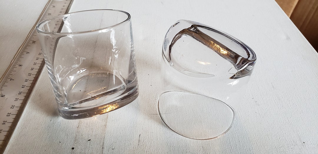 Set of 2 Slanted Tilting Whiskey Glasses Excellent Condition - Etsy