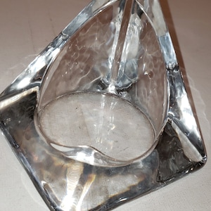 2 Heavy Glass Triangle Candle Holders Excellent Condition - Etsy