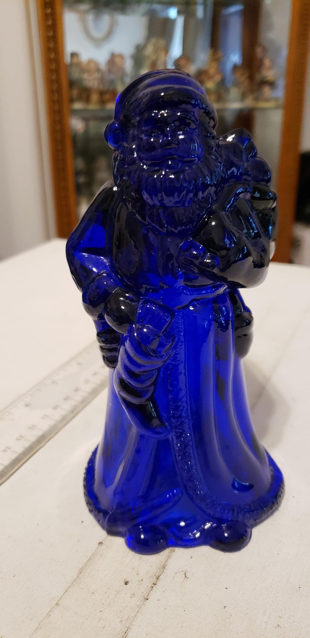 Vintage Cobalt Blue Santa Glass Candle Holder Excellent Condition - Etsy