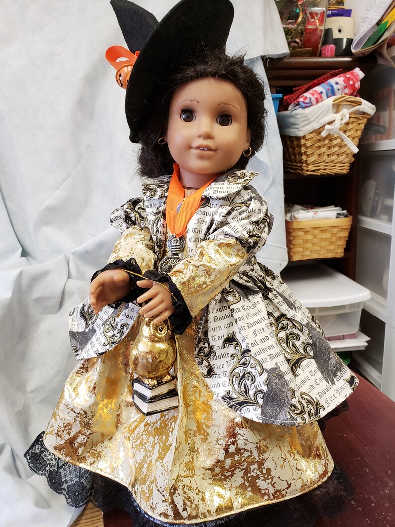 18 in Doll Clothes. Halloween Witch Dress Jacket Hat Owl | Etsy