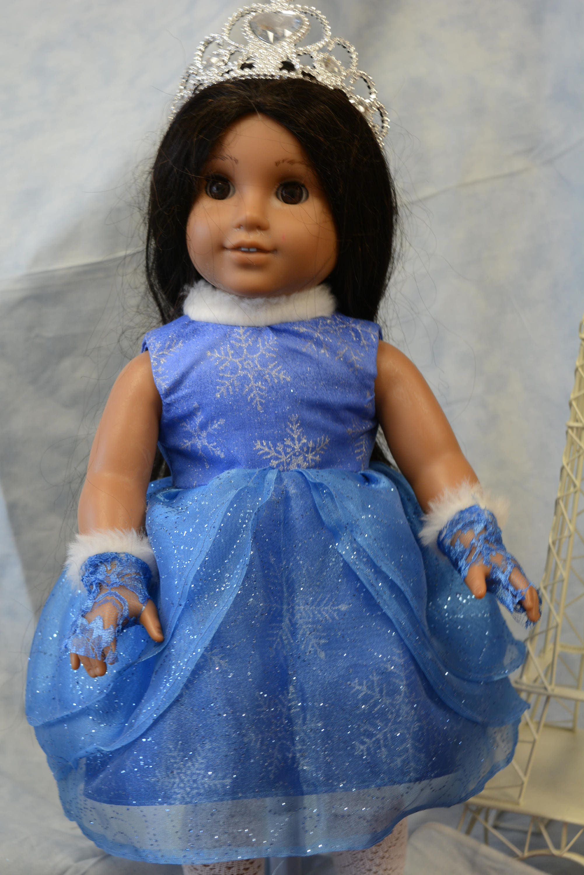 18 in Doll Clothes Winter Ball Snowflake Dress Blue White Fur | Etsy