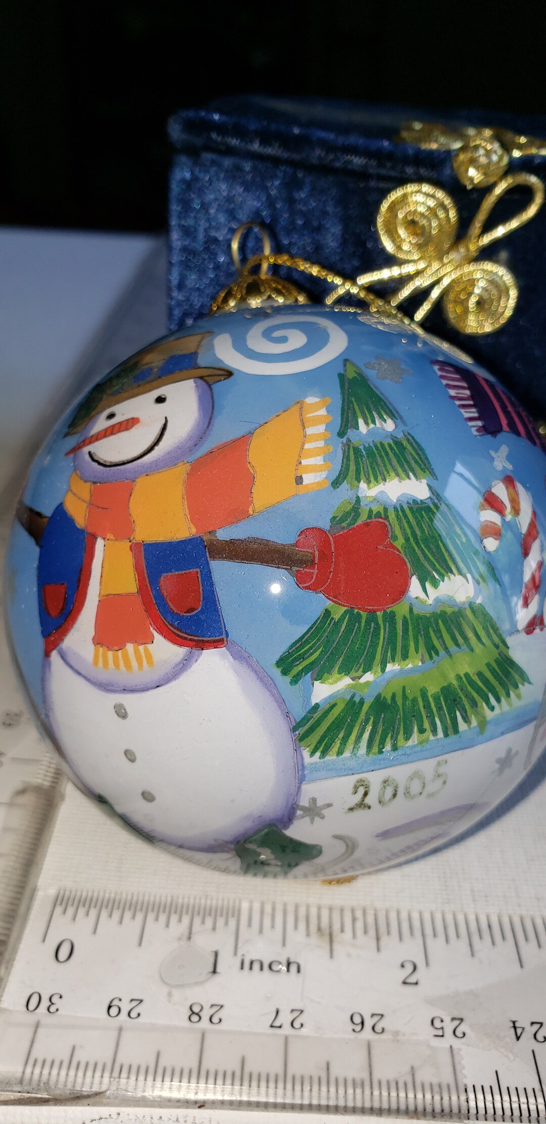 Glass Reverse Painted Christmas Ornament Snowmen Excellent Condition - Etsy
