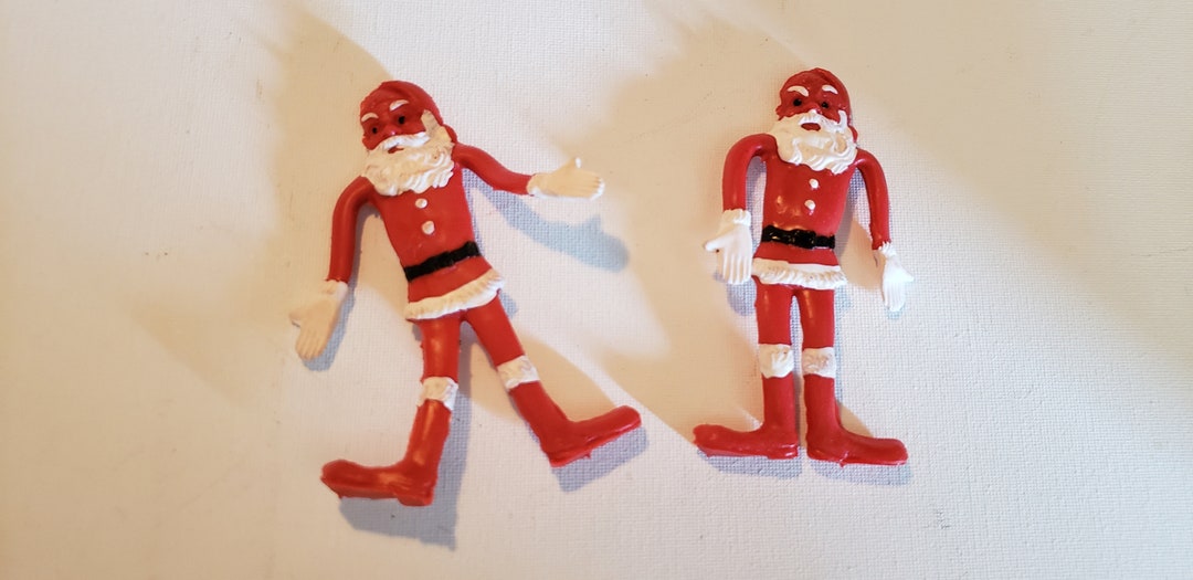 2 Vintage Plastic Bendy Santa Figurines Excellent Condition - Etsy