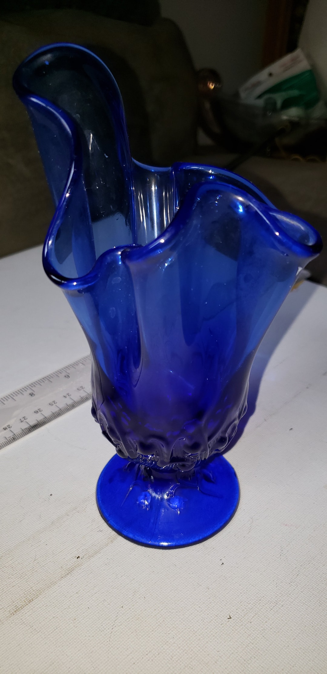 Vintage Cobalt Blue Fenton Vase Excellent Condition - Etsy