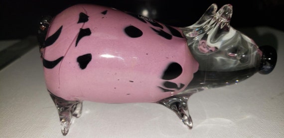 Heavy art glass pig made in Malta excellent condition | Etsy