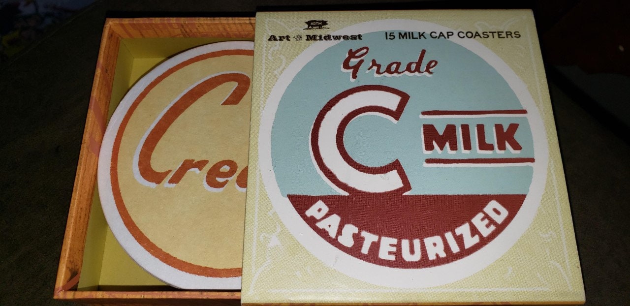 Vintage Look Milk Cap Coasters in Original Box Excellent - Etsy UK