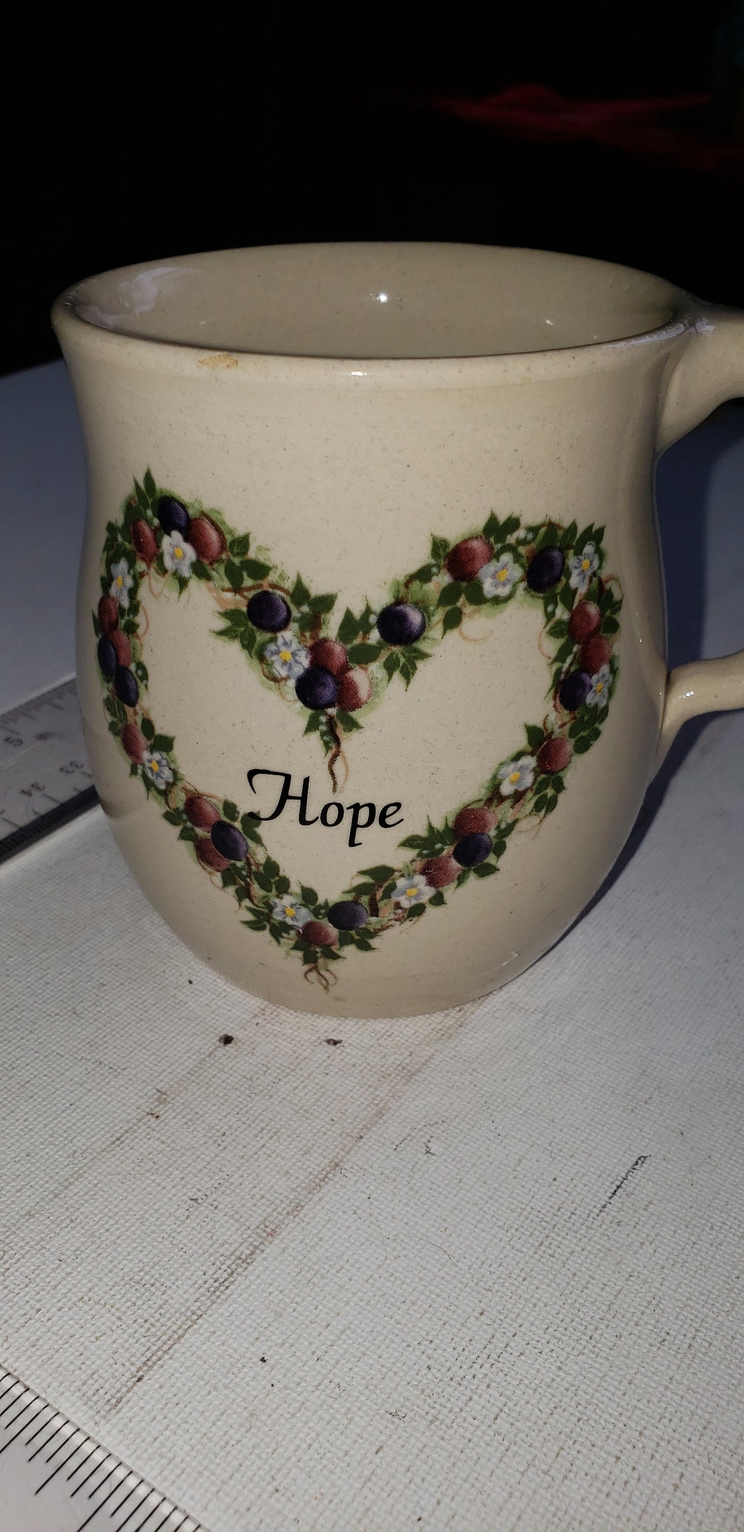 Hand Made Pottery Mug Heart HOPE Excellent Condition - Etsy