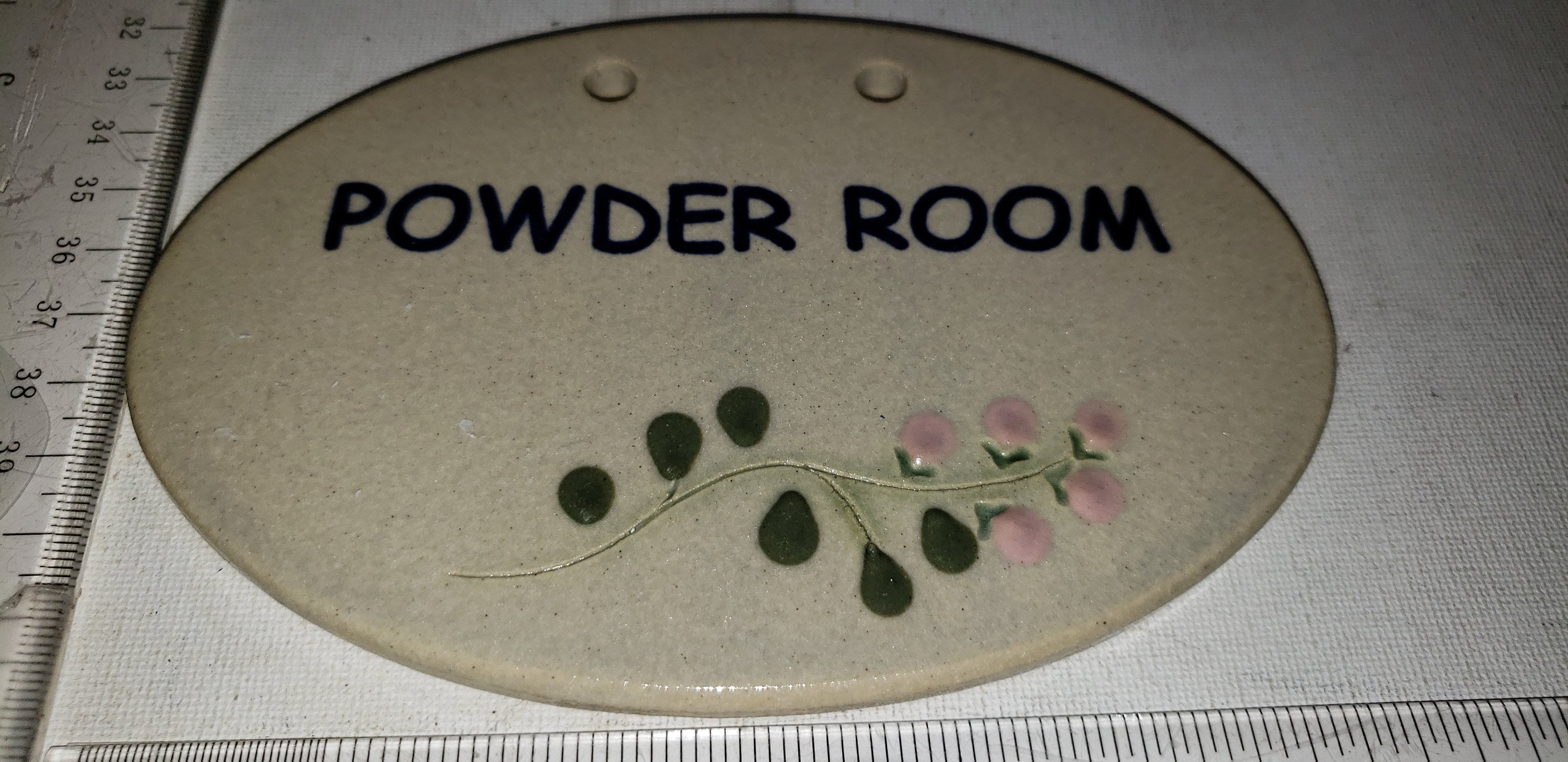 Ceramic Wall Decor Sign Powder Room Mountaine Meadow Pottery Excellent ...