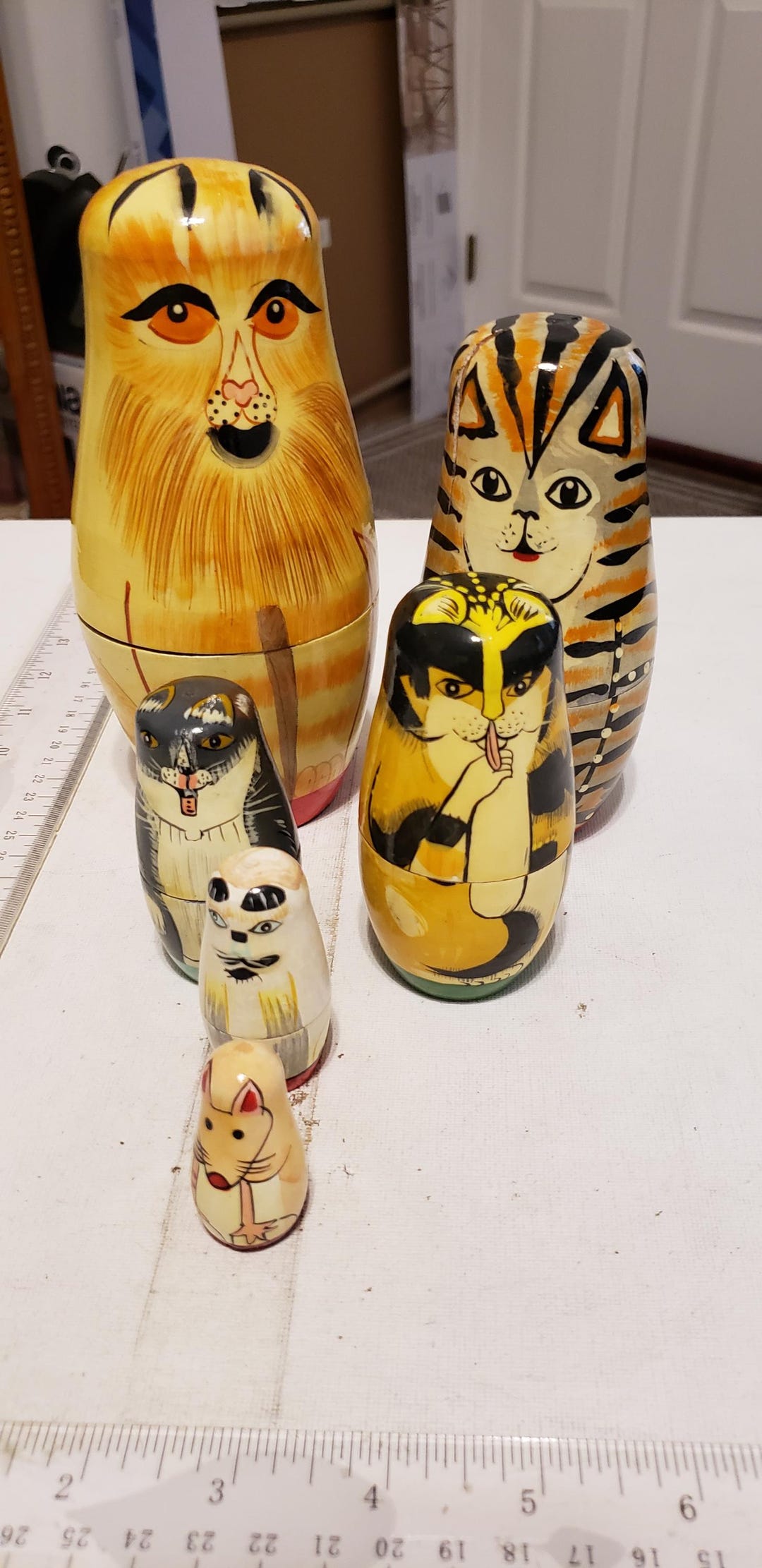 Vintage Cats and Mouse Nesting Dolls One Chips and One Crack Fair ...