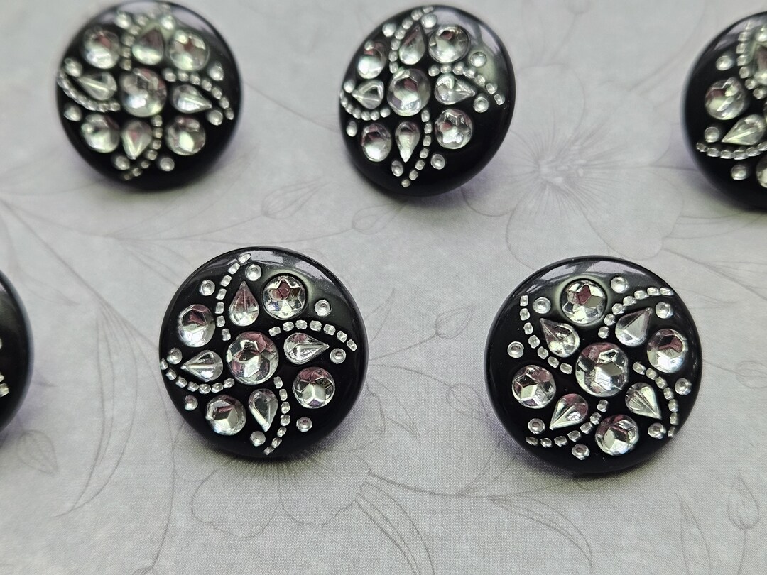18mm Bling Buttons, Black & Silver Look (almost 3/4") - Etsy