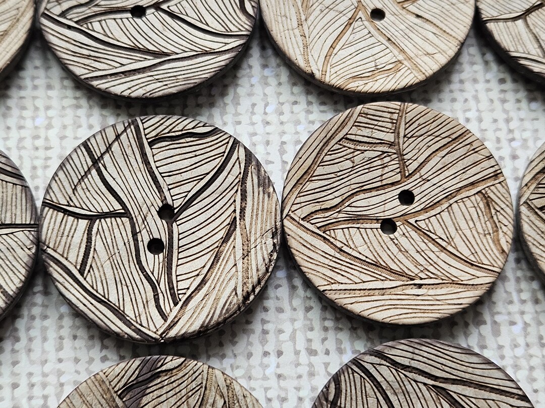 40mm BIG Coconut Buttons Laser Leaf Design 1 & 5/8" - Etsy UK
