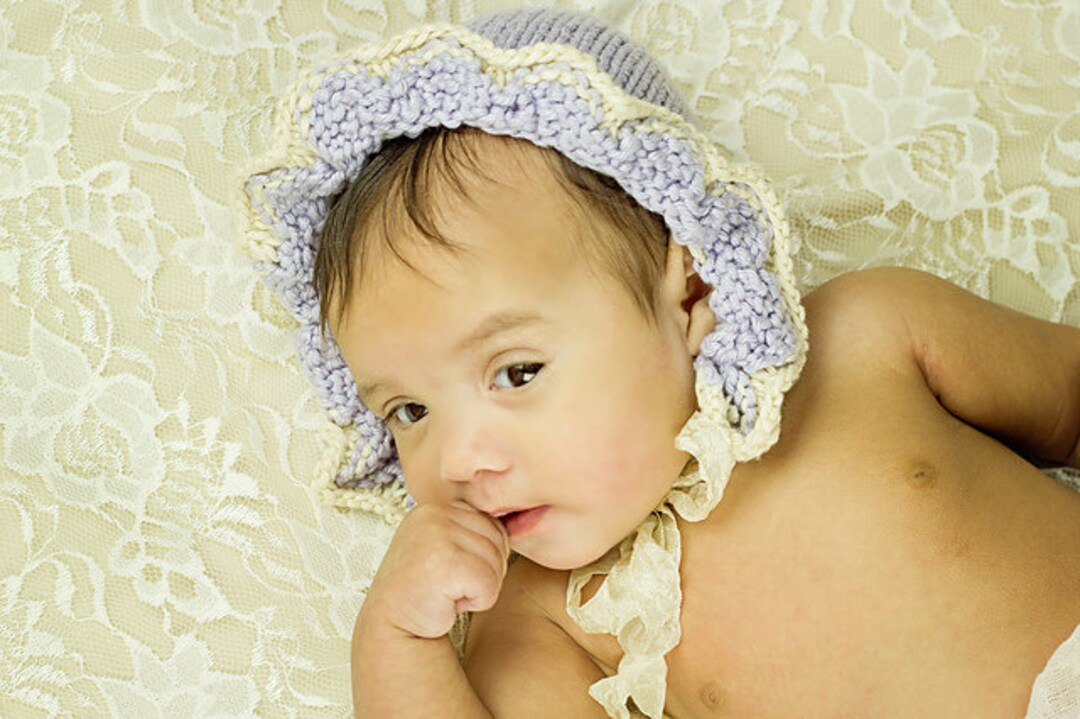 Ruffled Bonnet Knitting PATTERN in Newborn, Classic Knits, Baby Bonnets ...