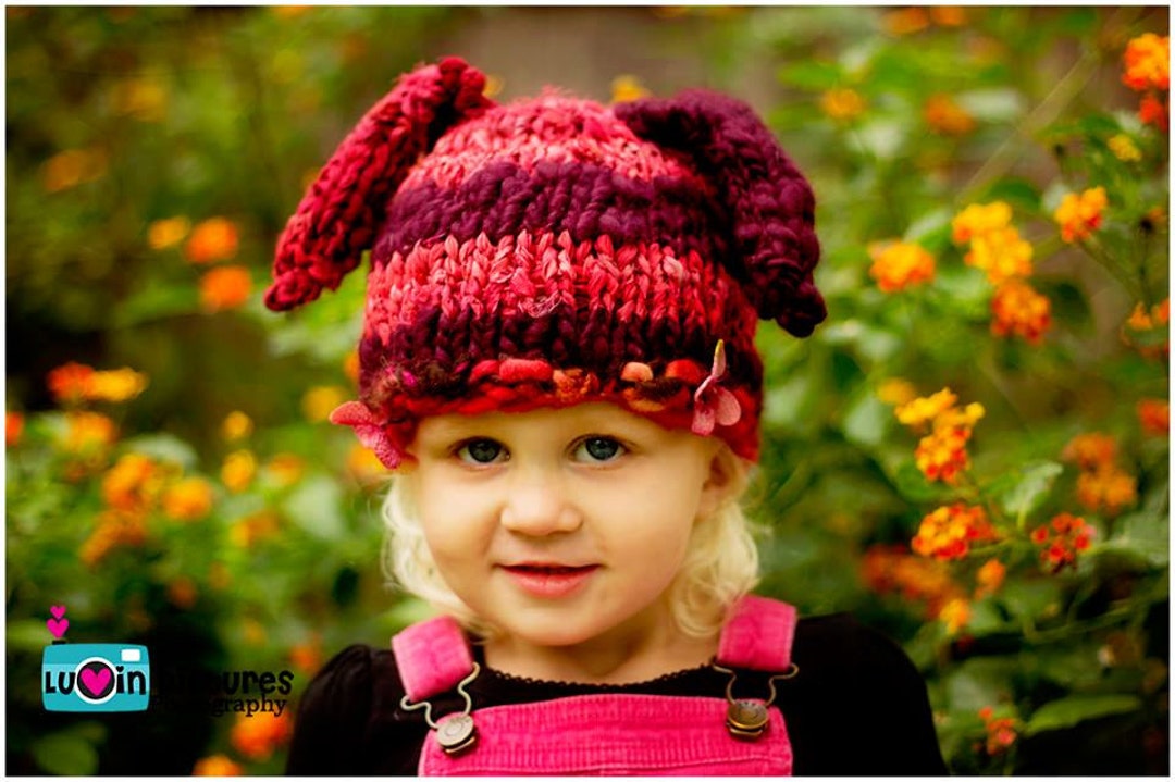 Baby Bunny Hat PATTERN, Baby Puppy Hat, in Soft, Handspun, Super Bulky ...