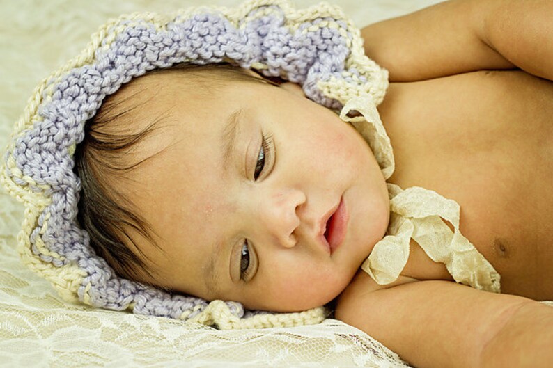 Ruffled Bonnet Knitting PATTERN in Newborn, Classic Knits, Baby Bonnets ...