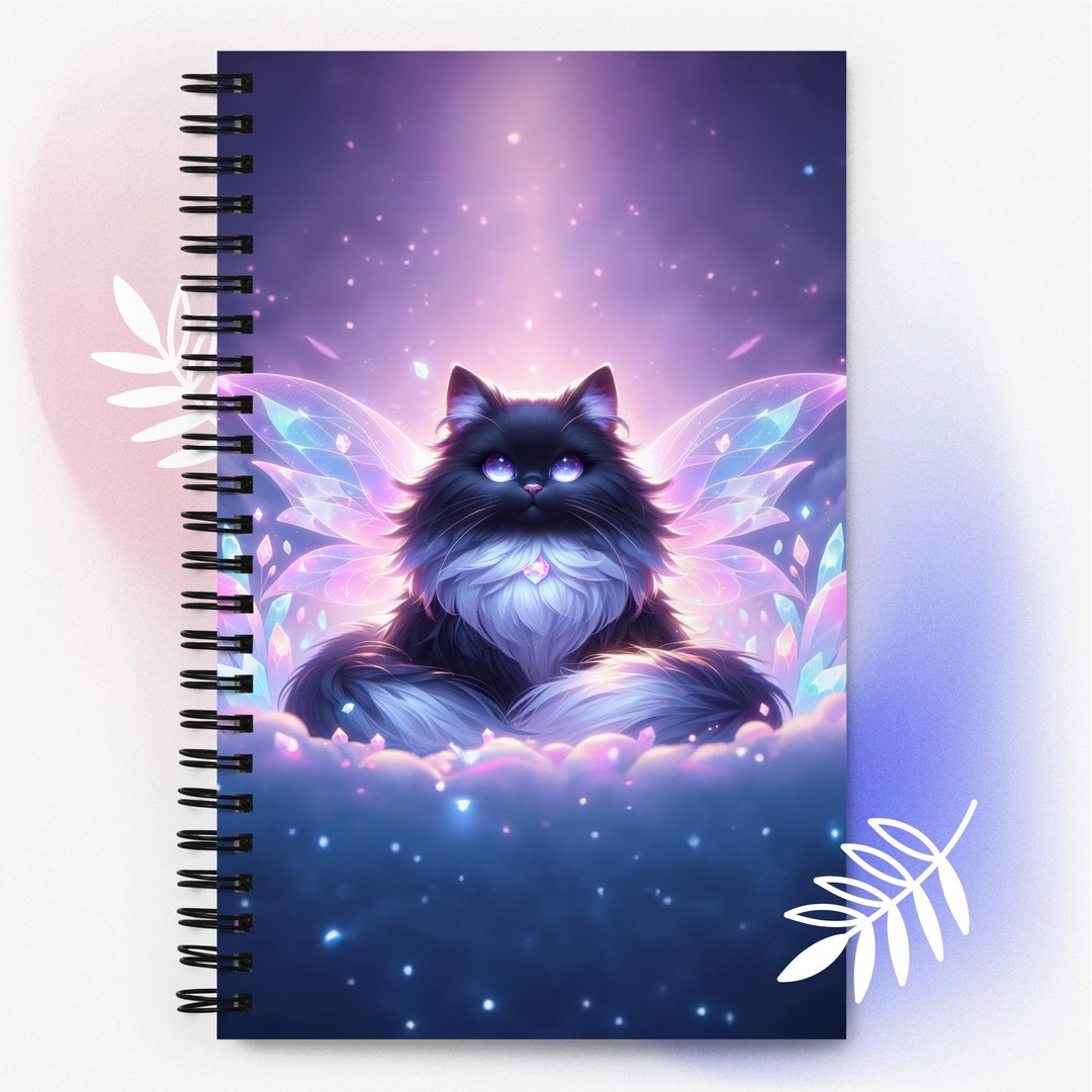 Cute, Furry, Kawaii, Black Cat, Spiral Notebook, Gift, Accessories ...