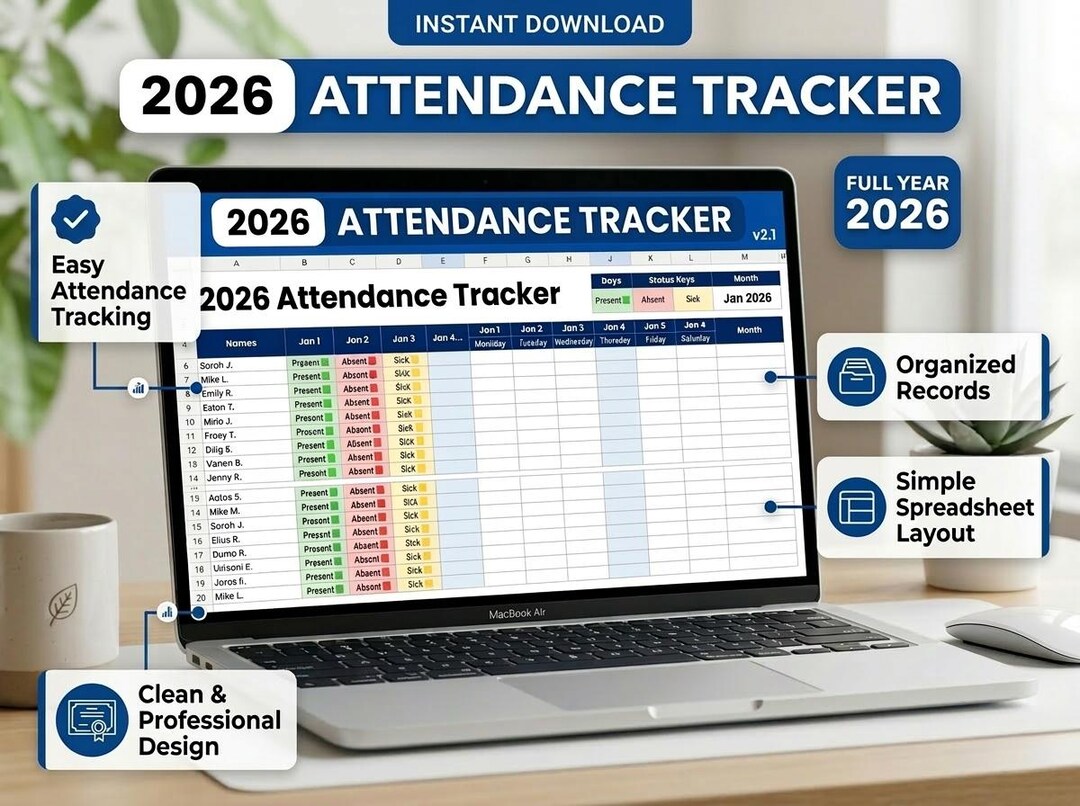 2026 Employee Student Attendance Tracker Log (digital Download) - Etsy