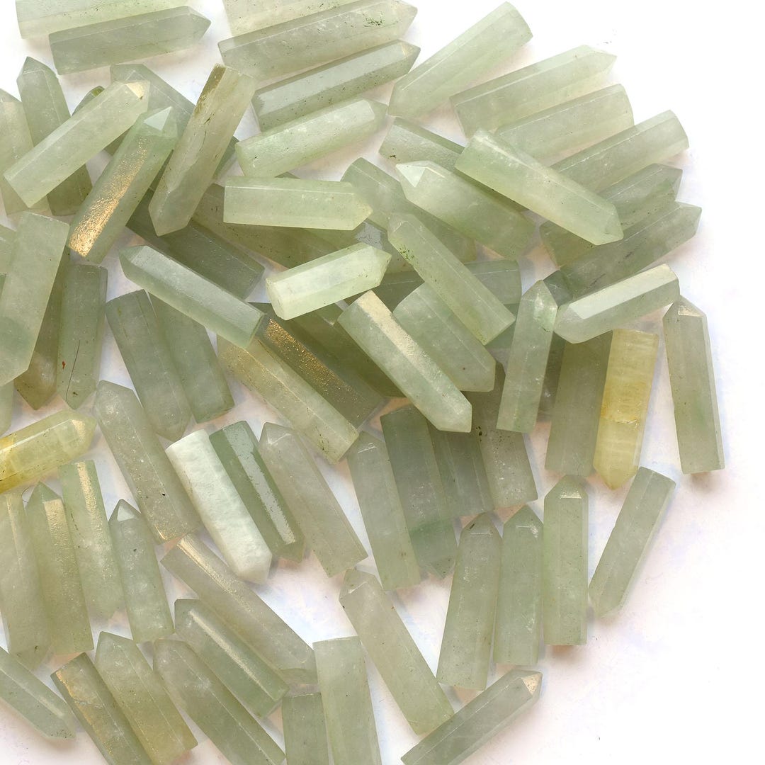 Natural Green Margaj Pencil Crystals, Green Agate Pointed Sticks, Bulk ...