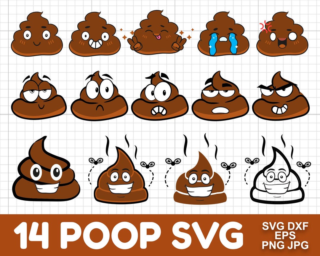 Cute Poop SVG, Poop Emoji Svg Bundle, Poop Clipart, Poop Emoji Cut File ...